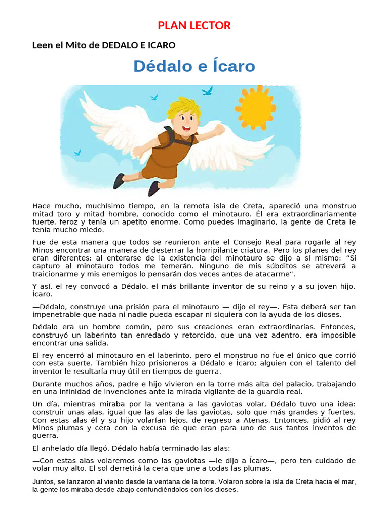 Com - Plan Lector Mito Dedalo e Icaro | PDF | Minotauro