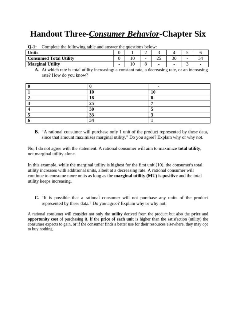 3-Handout Three-Consumer Behavior-Chapter Six | PDF | Utility | Demand
