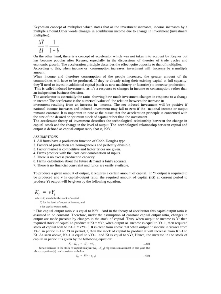 Super Multiplier and Accelerator Theory | PDF | Stocks | Fiscal Multiplier
