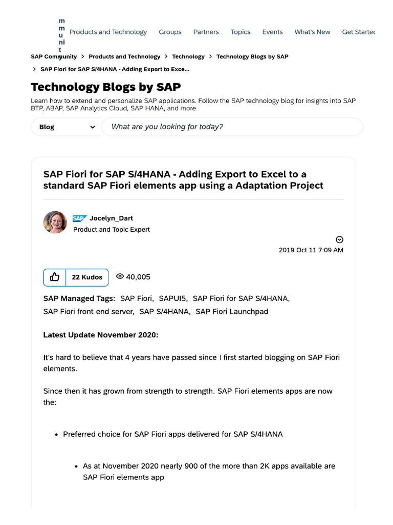 Sap Fiori For Sap S4hana Adding Export To Excel To A Standard Sap 8111