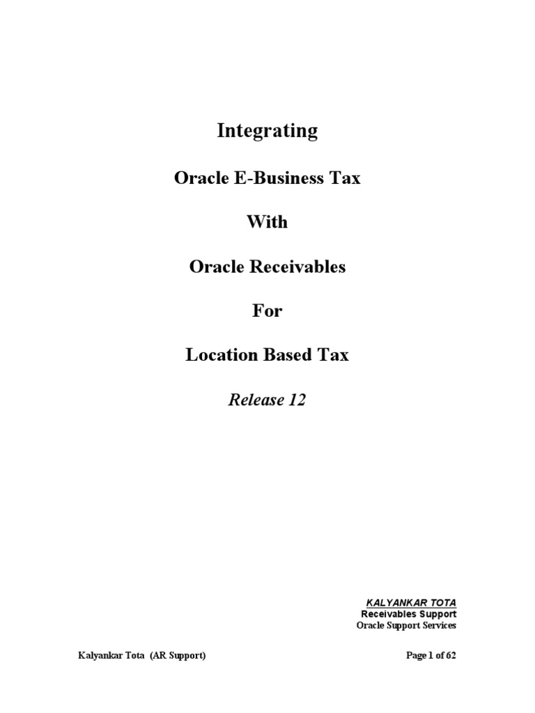 Oracle Tax Configuration for Receivables | PDF | Invoice | Debits And ...