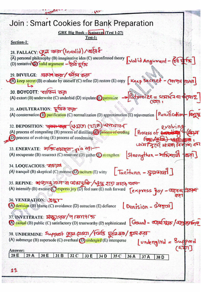 GRE Big Book Solution With Meaning | PDF