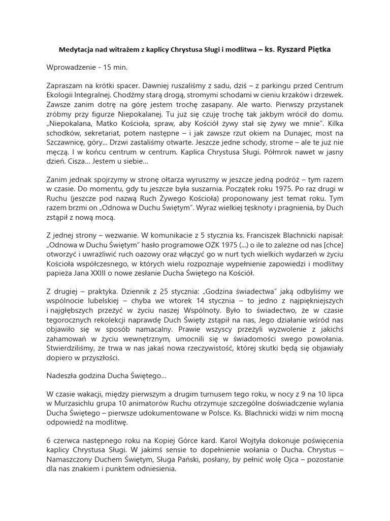 Medytacja Nad Witrazem Z Kaplicy Chrystusa Slugi I Modlitwa Ks. R ...