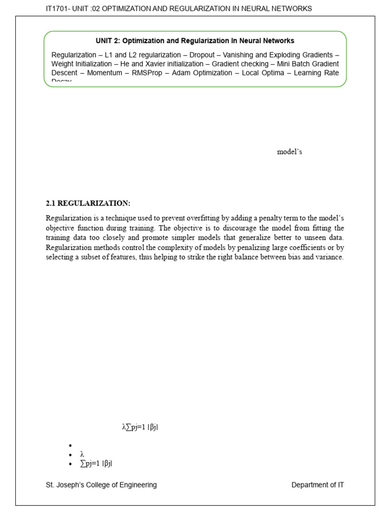 Overfitting Underfitting: UNIT 2: Optimization and Regularization in Neural Networks | PDF ...