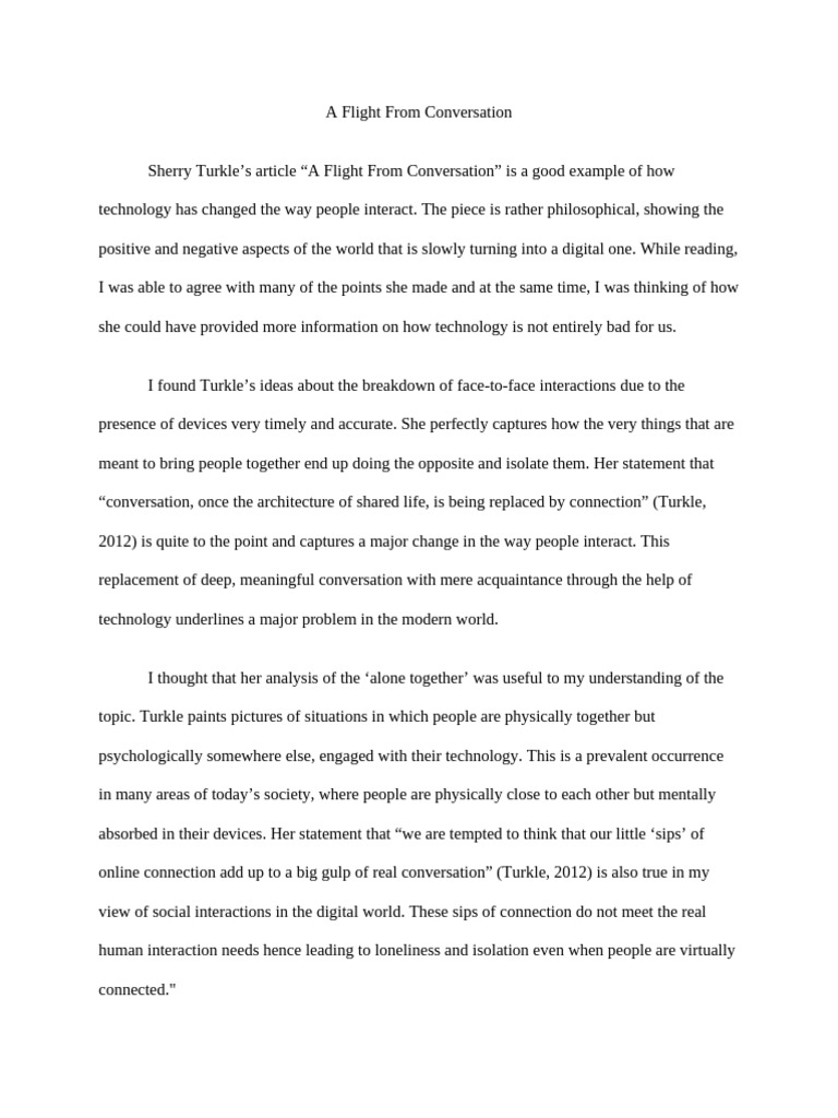 A Flight From Conversation | PDF | Communication | Conversation