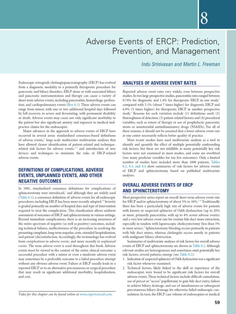 8 Efectos Adversos CPRE Prediccion, Prevencion y Manejo | PDF | Gastroenterology | Digestive System