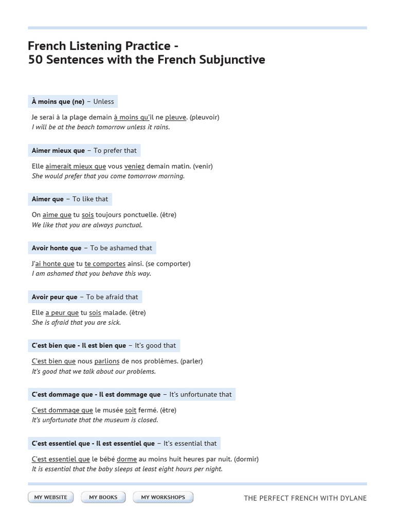 Pratique du Subjonctif en Français | PDF