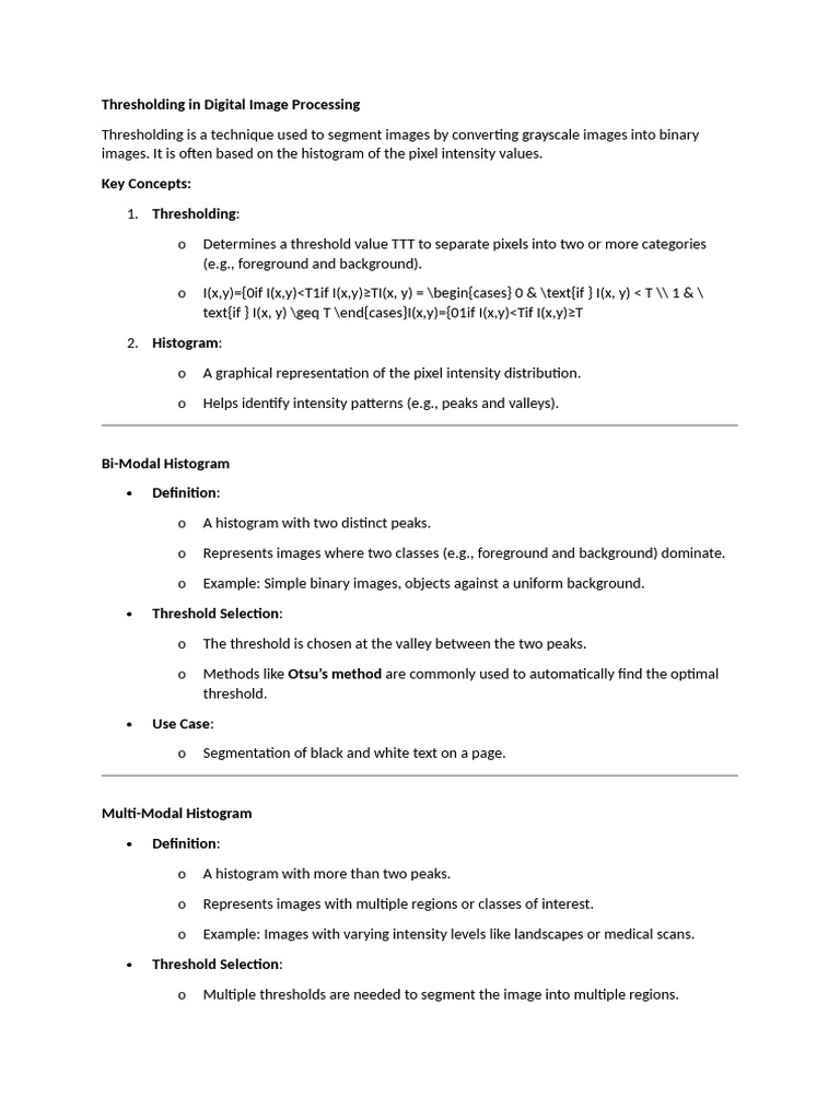 Thresholding in Digital Image Processing | PDF | Imaging | Vision