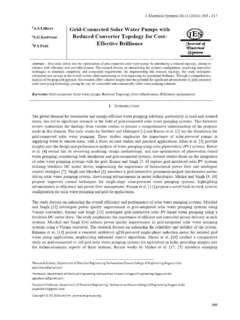View of Grid-Connected Solar Water Pumps With Reduced Converter ...