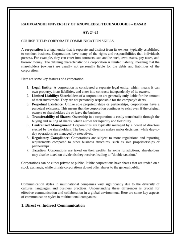 Module - 1 CC | PDF | Communication | Corporations