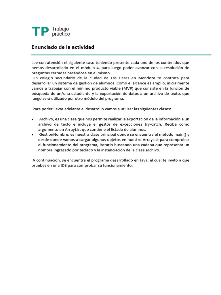 TP4 - Enunciado de La Actividad | PDF