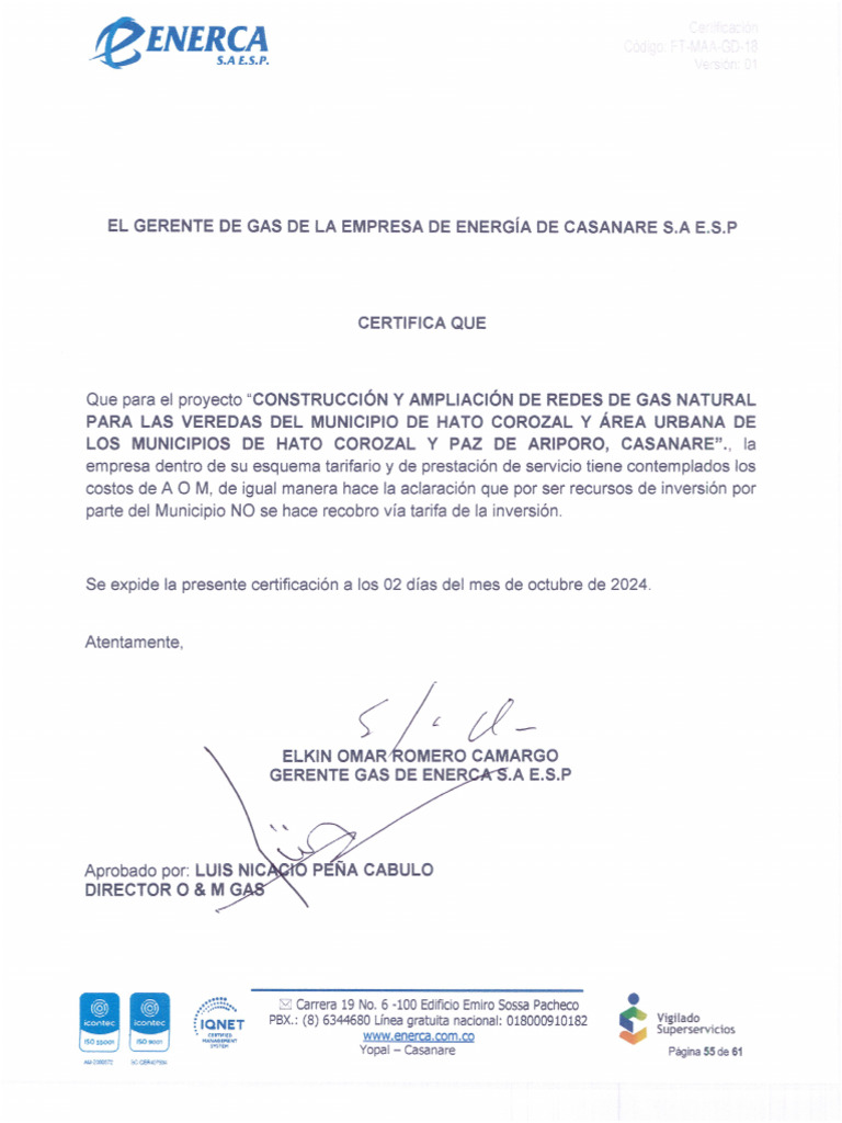 Aom y Tarifas Enerca | PDF