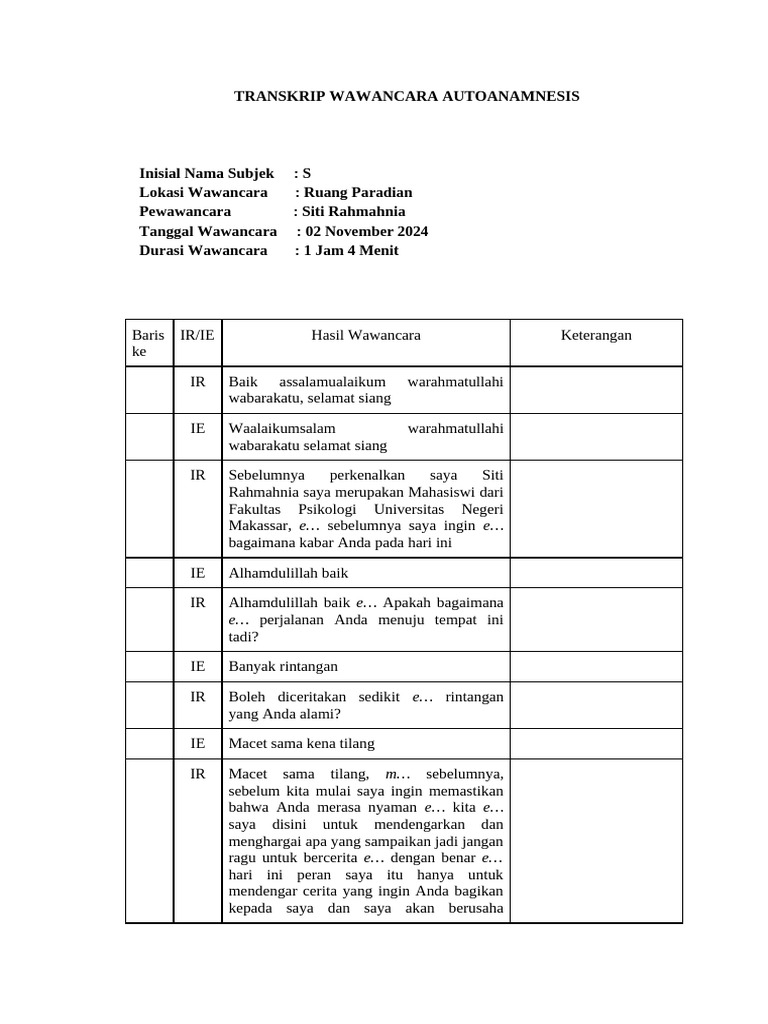 Transkrip WWC Klinis | PDF