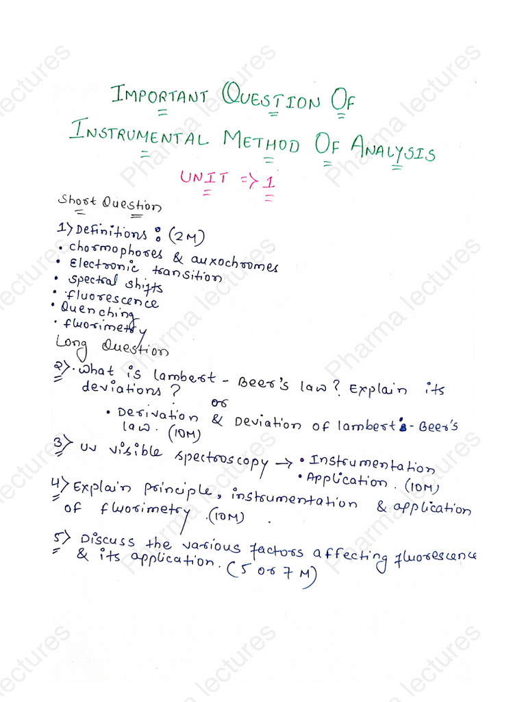 Unit 2 Solution Instrumental Method of Analysis | PDF