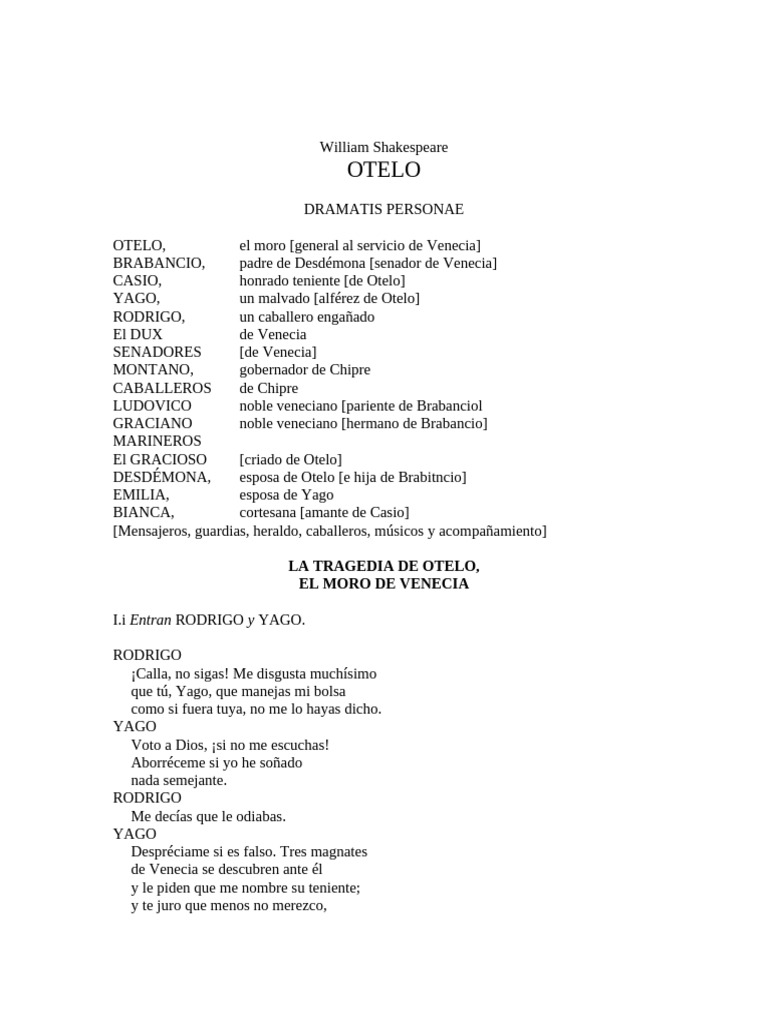 Otelo Shakespeare William | PDF | OTELO