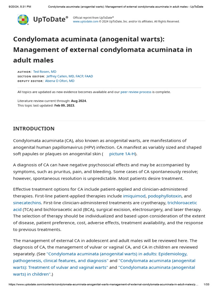 2-Condylomata Acuminata (Anogenital Warts) - Management of External ...