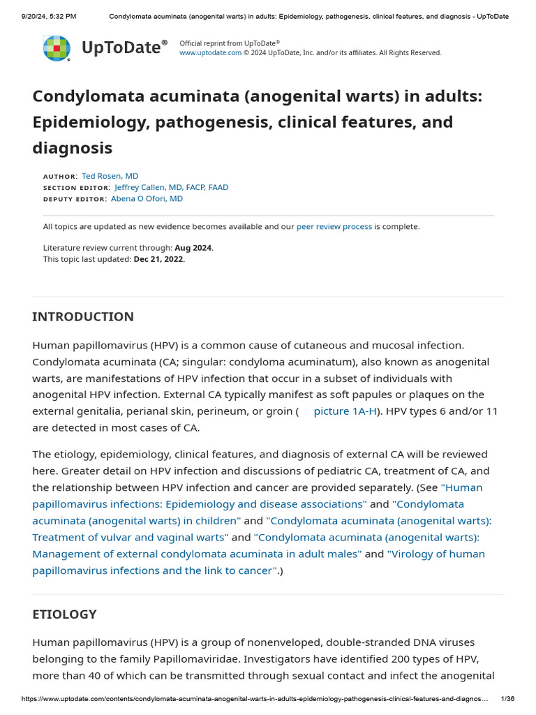 1-Condylomata Acuminata (Anogenital Warts) in Adults - Epidemiology ...