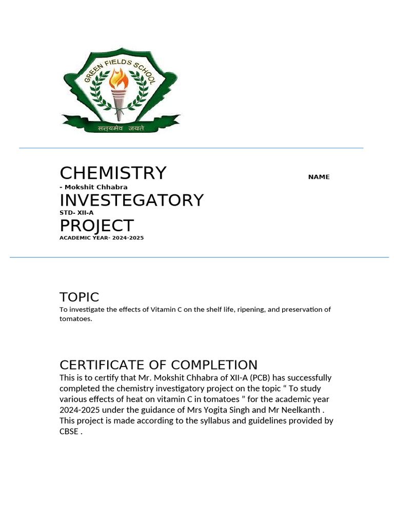 CHEM PROJECT | PDF | Titration | Chemistry