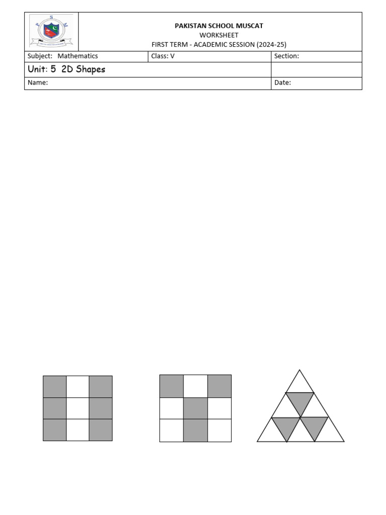Grade 5 WS 2D Shapes | PDF
