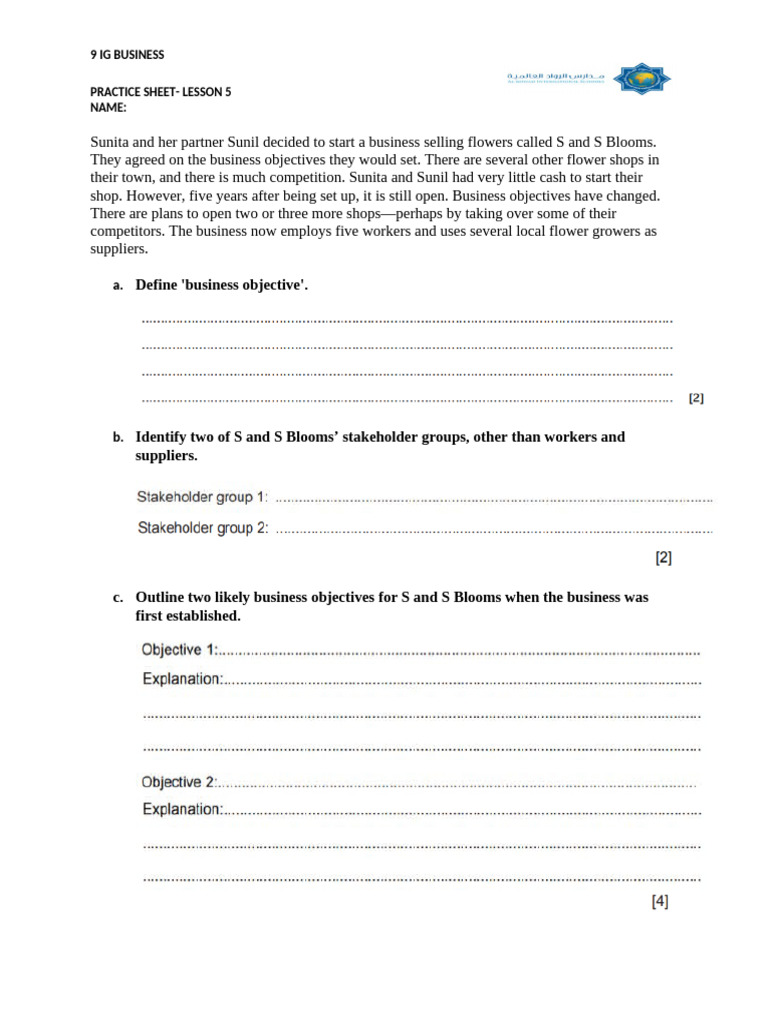9 Ig Practice Sheet WITH MS | PDF | Employment | Business