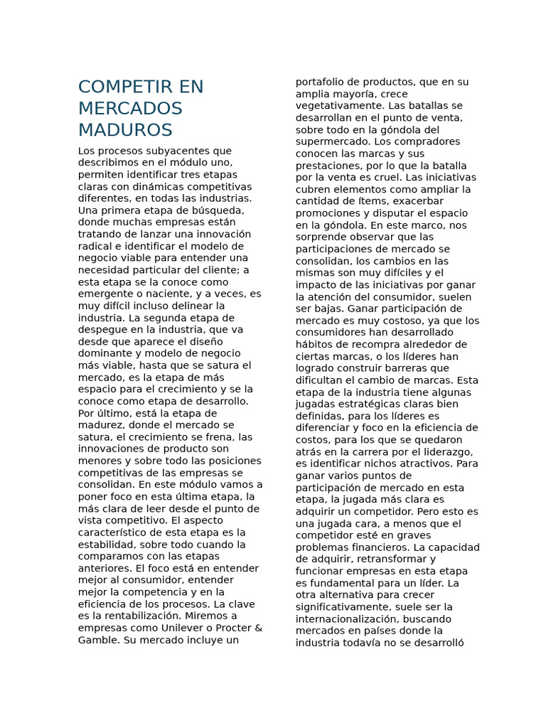 Competir en Mercados Maduros | PDF | Estación de servicio | Comercio ...