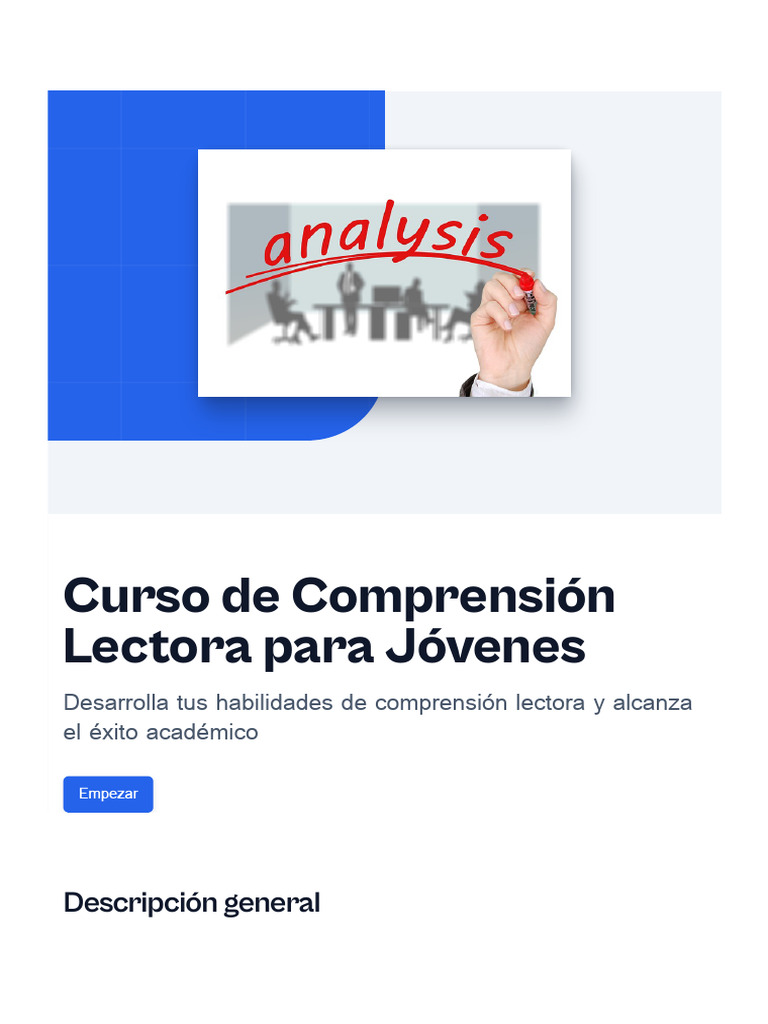 Curso de Comprension Lectora para Jovenes | PDF | Comprensión lectora ...