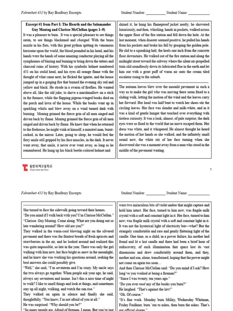 Fahrenheit 451 by Ray Bradbury Excerpts | PDF