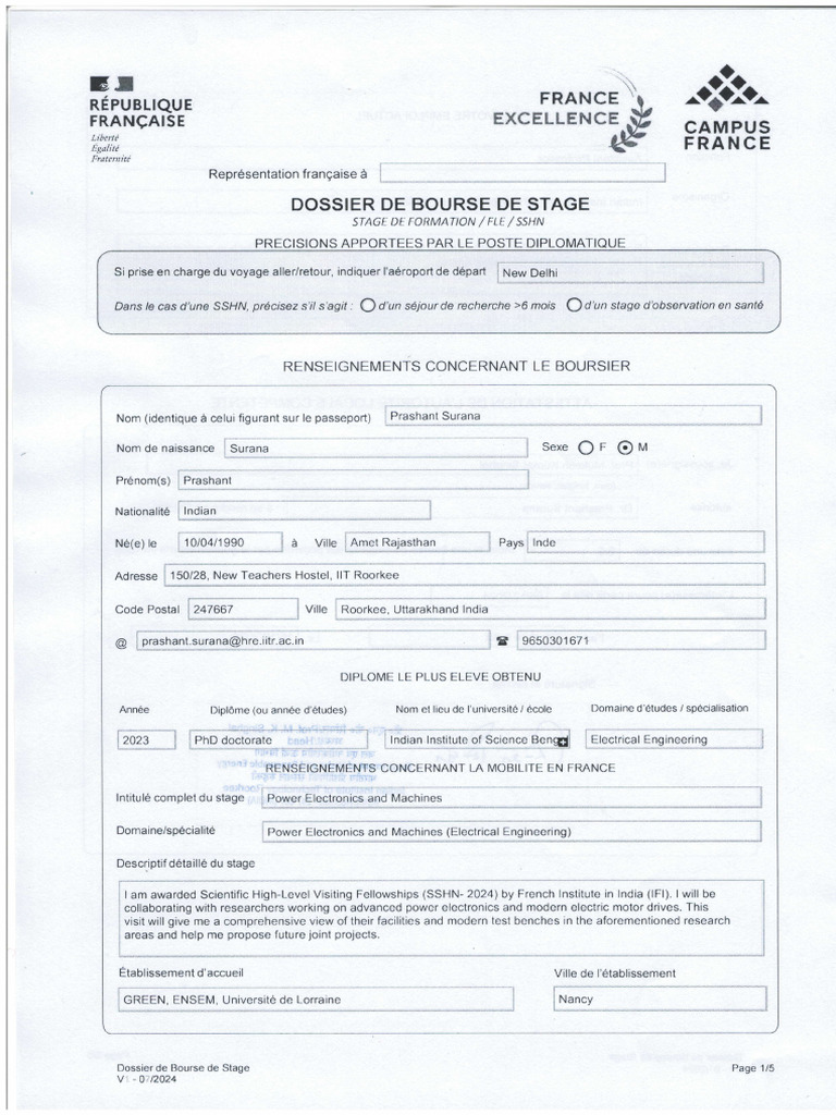 Formulaire Passerelle - SURANA Prashant-1 | PDF | France | Allocations