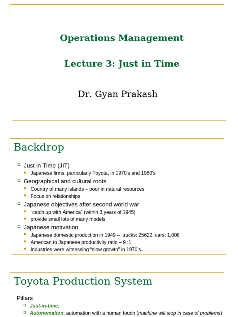 Lecture 3B JIT Lecture | PDF | Lean Manufacturing | Production And Manufacturing