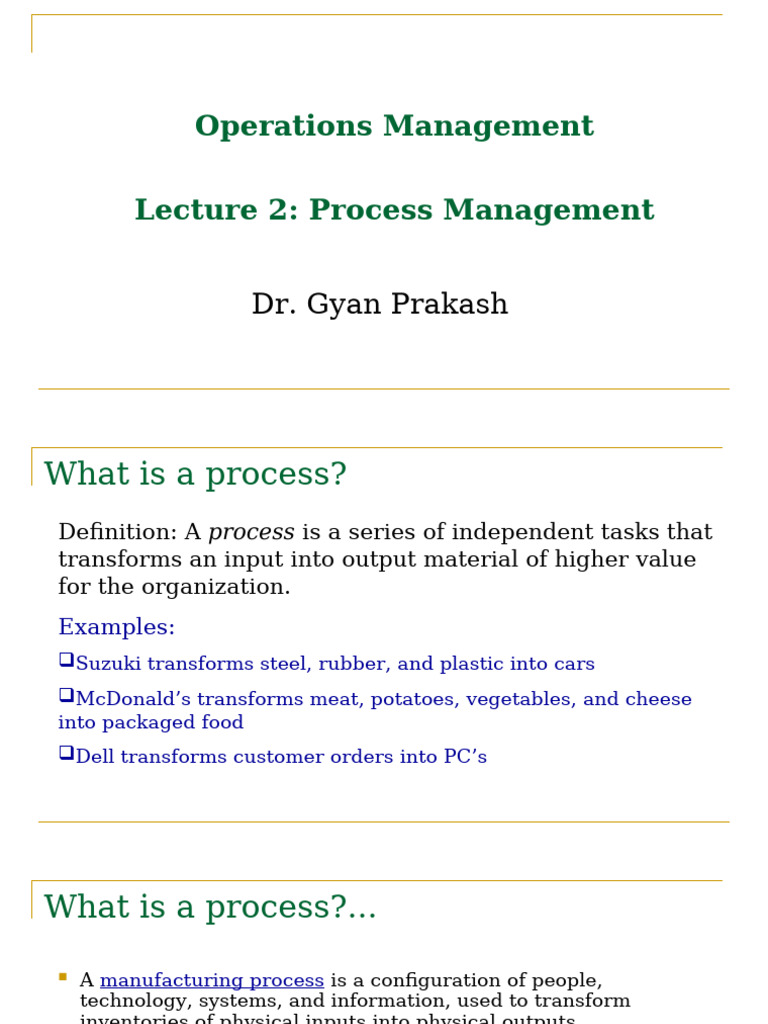 Lecture 2 Process Management | PDF | Automation | Logistics