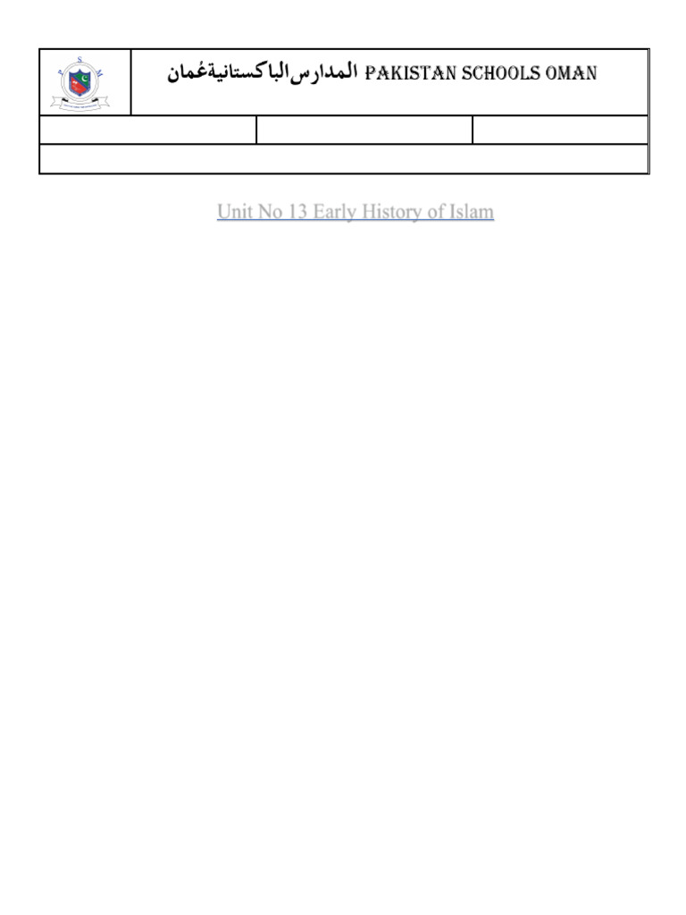 G-5 SST Lesson 13 Practice Sheet | PDF | Caliphate | Umar