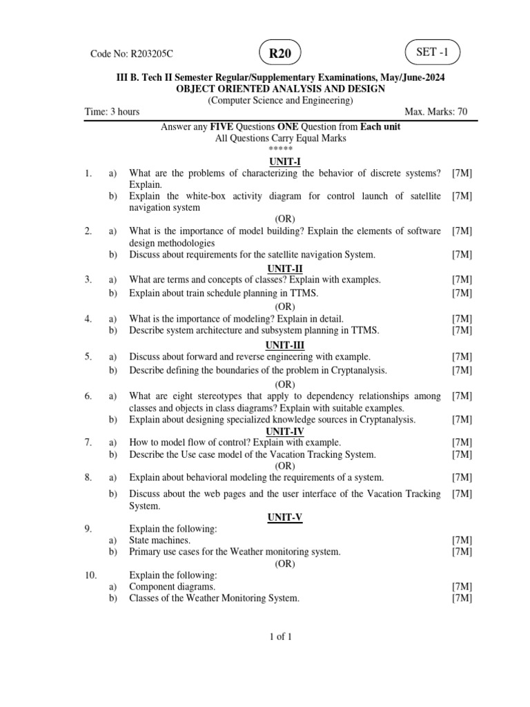 OOAD Previous Question Papers | PDF | System | Use Case