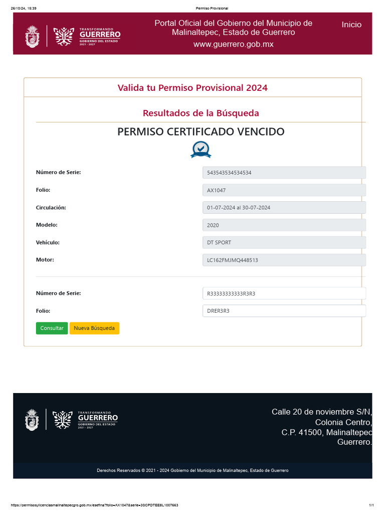 Licencia Provisional Malinaltepec 2024 | PDF