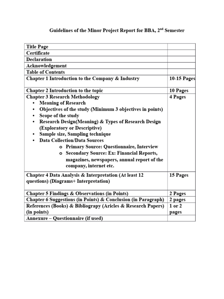 Minor Project Report Guidelines | PDF