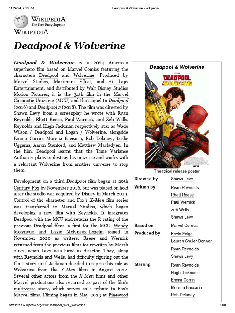 Marvel's Deadpool & Wolverine | PDF | Young Adult