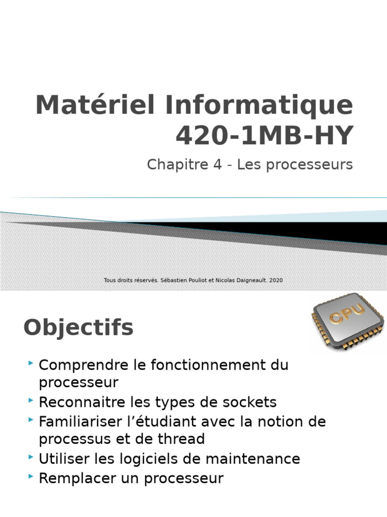 Chapitre4 Processeur Materiel | PDF | Microprocesseur multi-cœur | Informatique