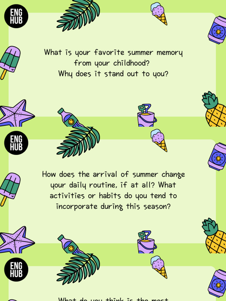 B1-B2 Talk About Summer (Speaking Cards) | PDF