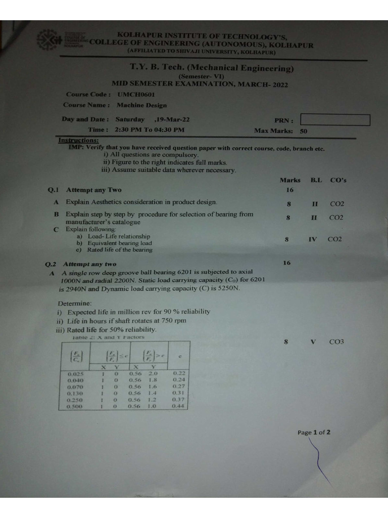 Privious Year Que Paper.6th Sem | PDF