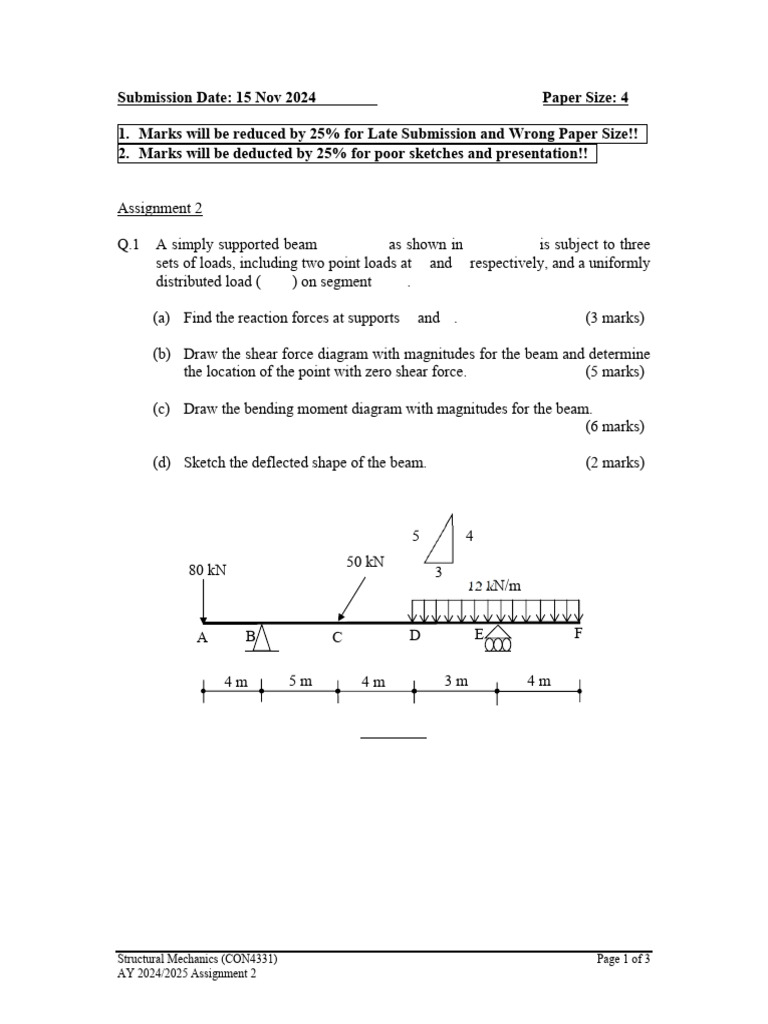 CON4331 - Assignment 2 | PDF | Beam (Structure) | Bending