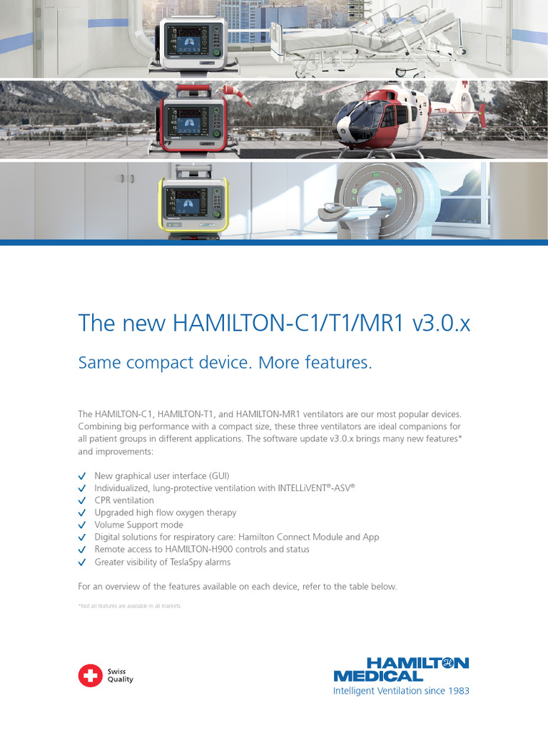 New Hamilton c1 t1 Mr1 v3.0.x Brochure en | PDF | Cardiopulmonary ...