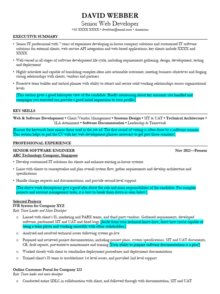 Client CV Senior Web Developer | PDF | Oracle Database | Software