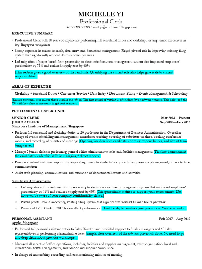 Client CV - Professional Clerk | PDF | Business