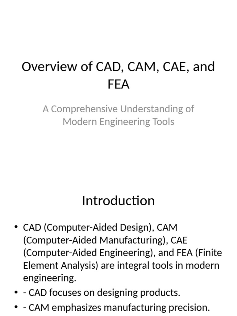 CAD, CAM, CAE, and FEA Explained | PDF | Technology & Engineering