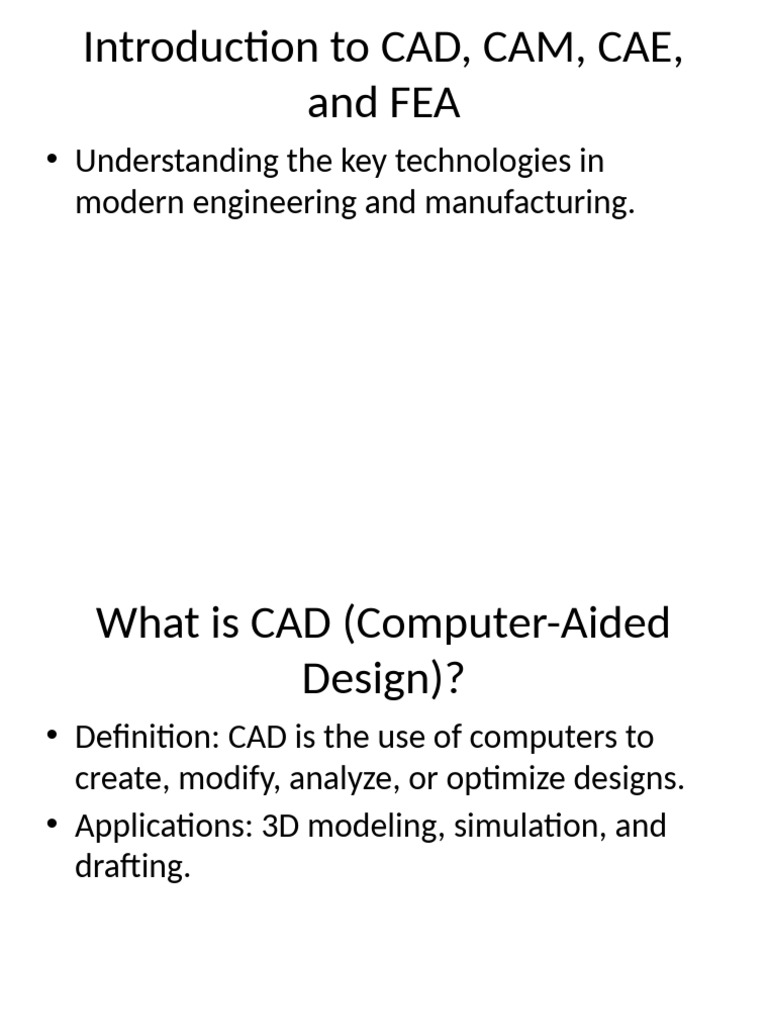 Cad Cam Cae Fea Presentation | PDF | Finite Element Method | Computer ...