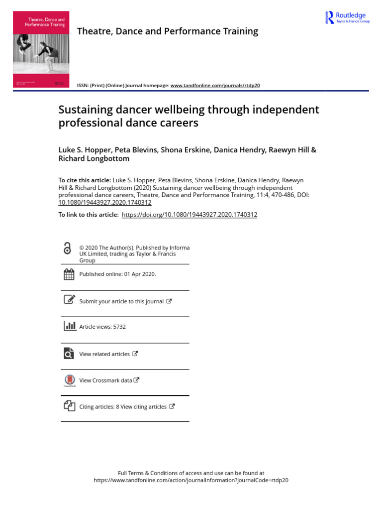 Sustaining Dancer Wellbeing Through Independent Professional Dance ...