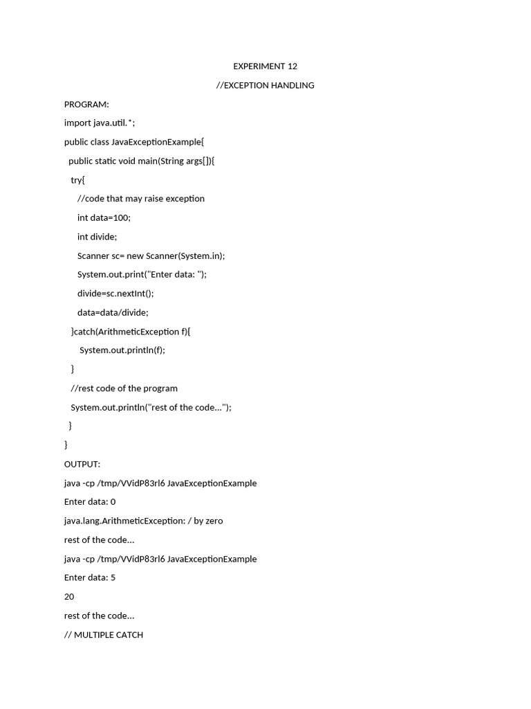 Exception Handling | PDF | Systems Architecture | Computer Engineering Exception Handling | PDF | Systems Architecture | Computer Engineering