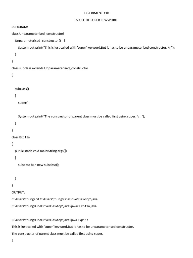 Use of Super Keyword | PDF