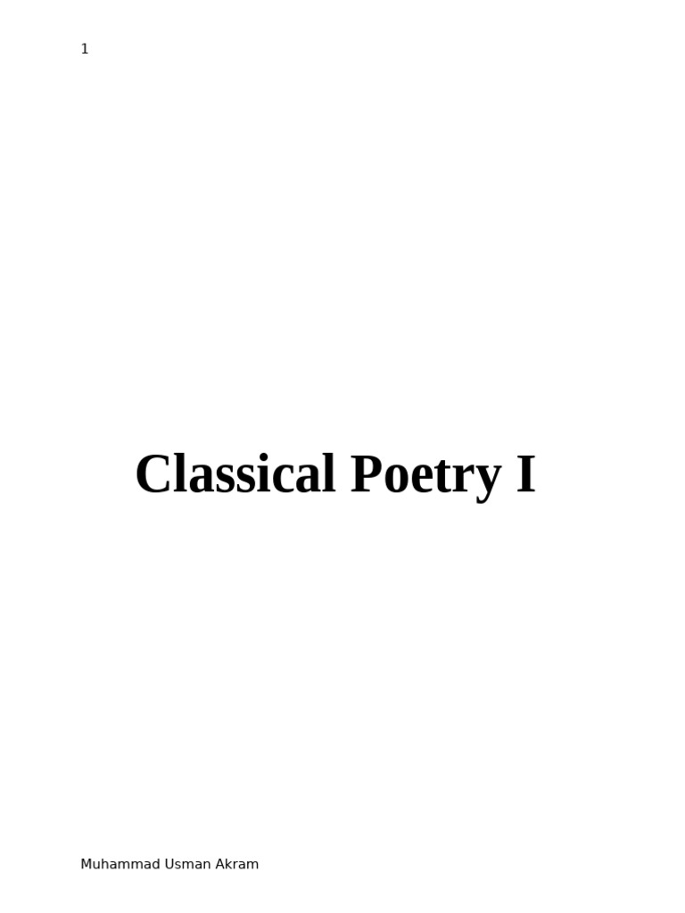 Classical Poetry | PDF