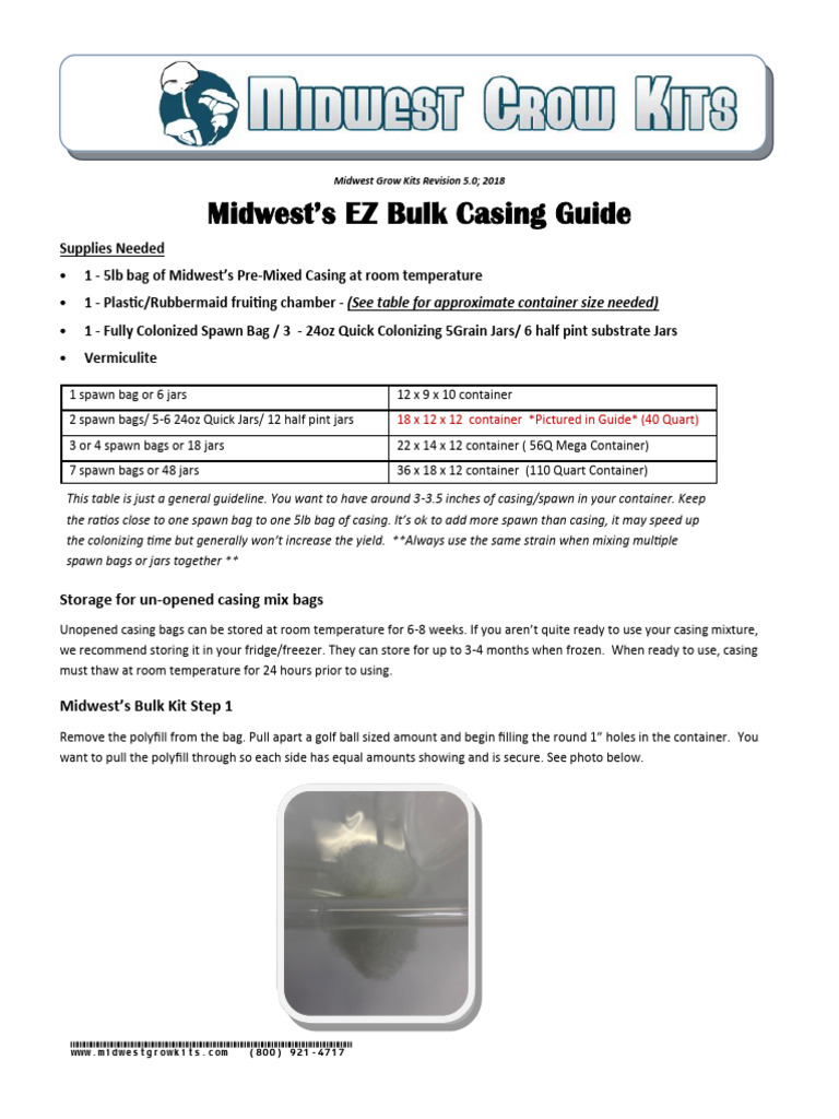 Midwest Grow Kits Casing Guide | PDF