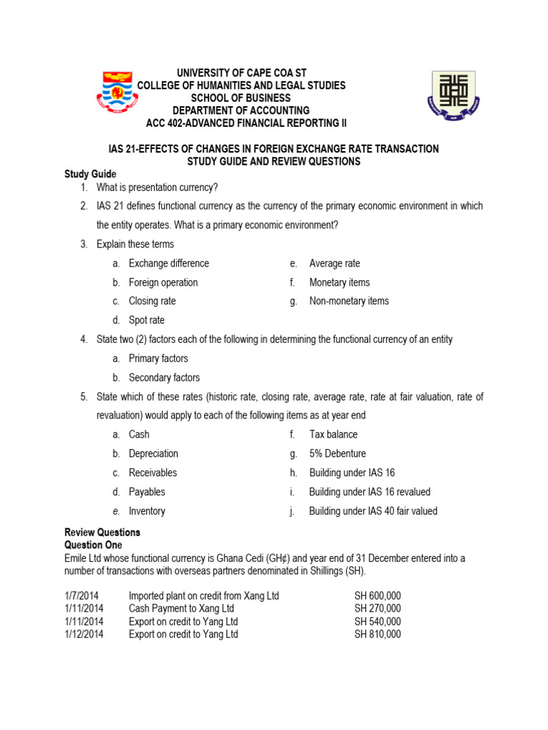 IAS 21 Study Guide and Q&A | PDF | Foreign Exchange Market | Economies